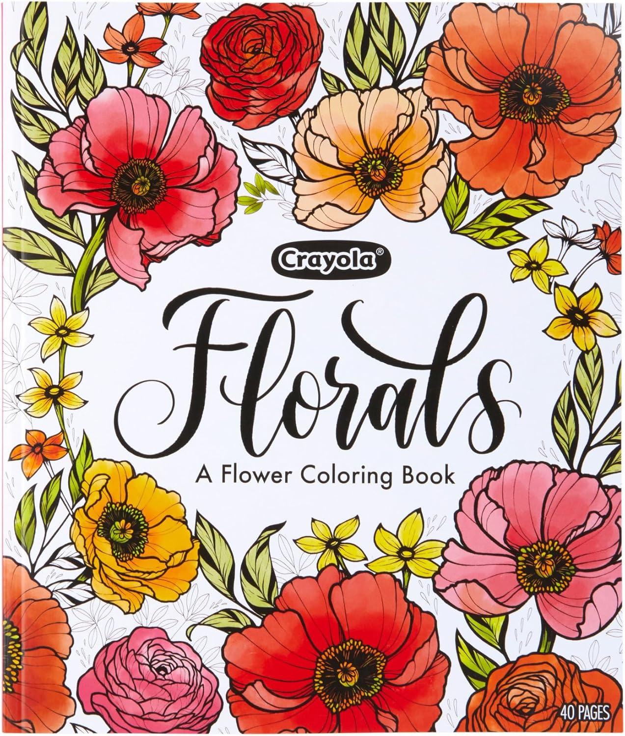Crayola Floral Adult Coloring Book (40pgs), Flower Adult Coloring Page ...